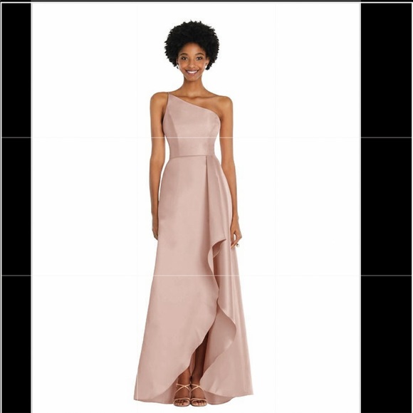 ALFRED SUNG | Dresses | Alfred Sung One Shoulder Satin Gown With Draped ...